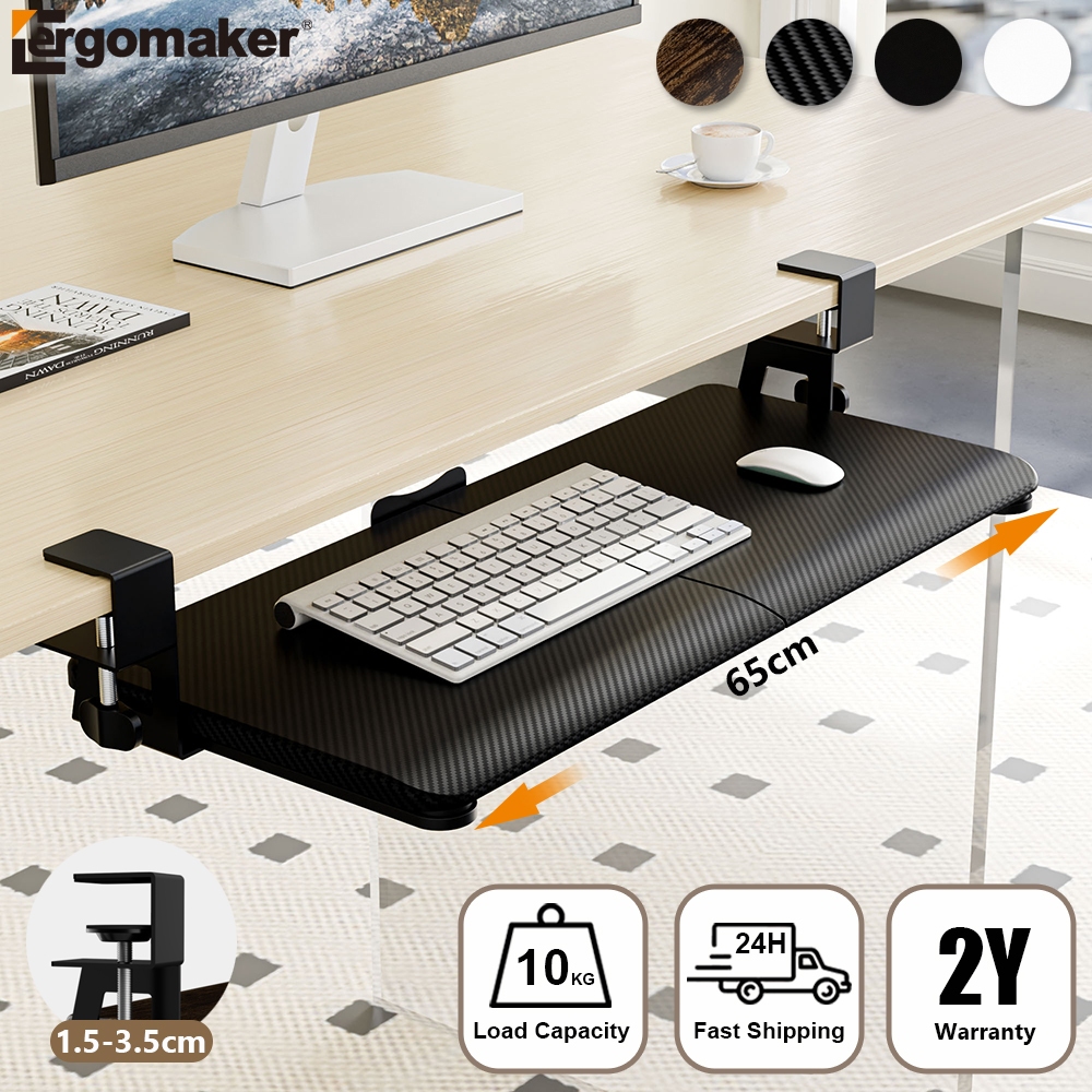 Ergomaker 65cm Keyboard Sliding Tray Under Table Bracket No Drilling Required Holder Keyboard ...