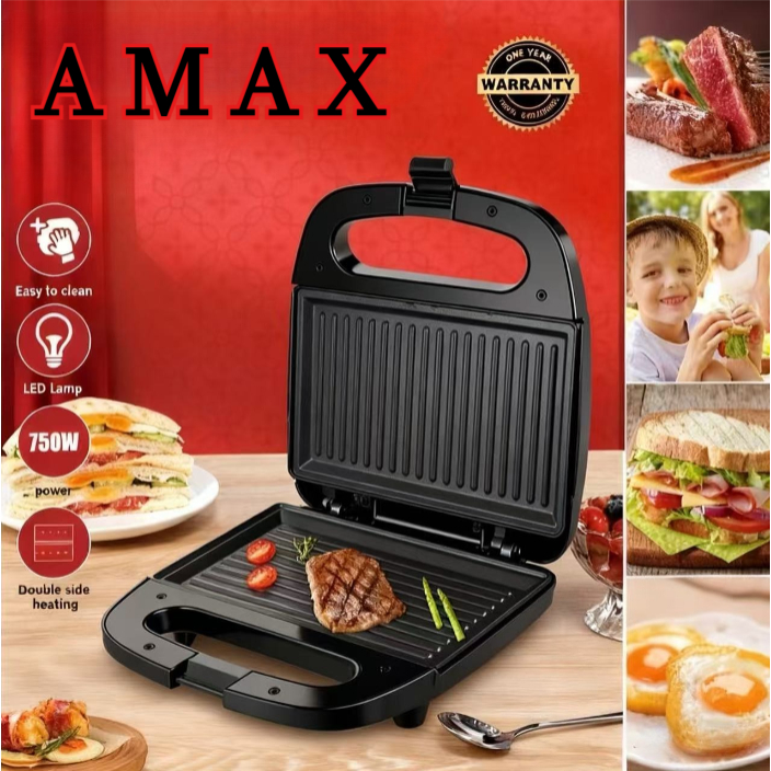 AMAX gourmet Sandwich Maker bread toaster breakfast machine w/ Non ...