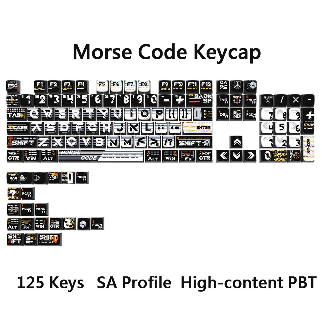 Morse Code Keycaps 125 Keys SA Profile PBT Wooting Aula F75 RK100 ...