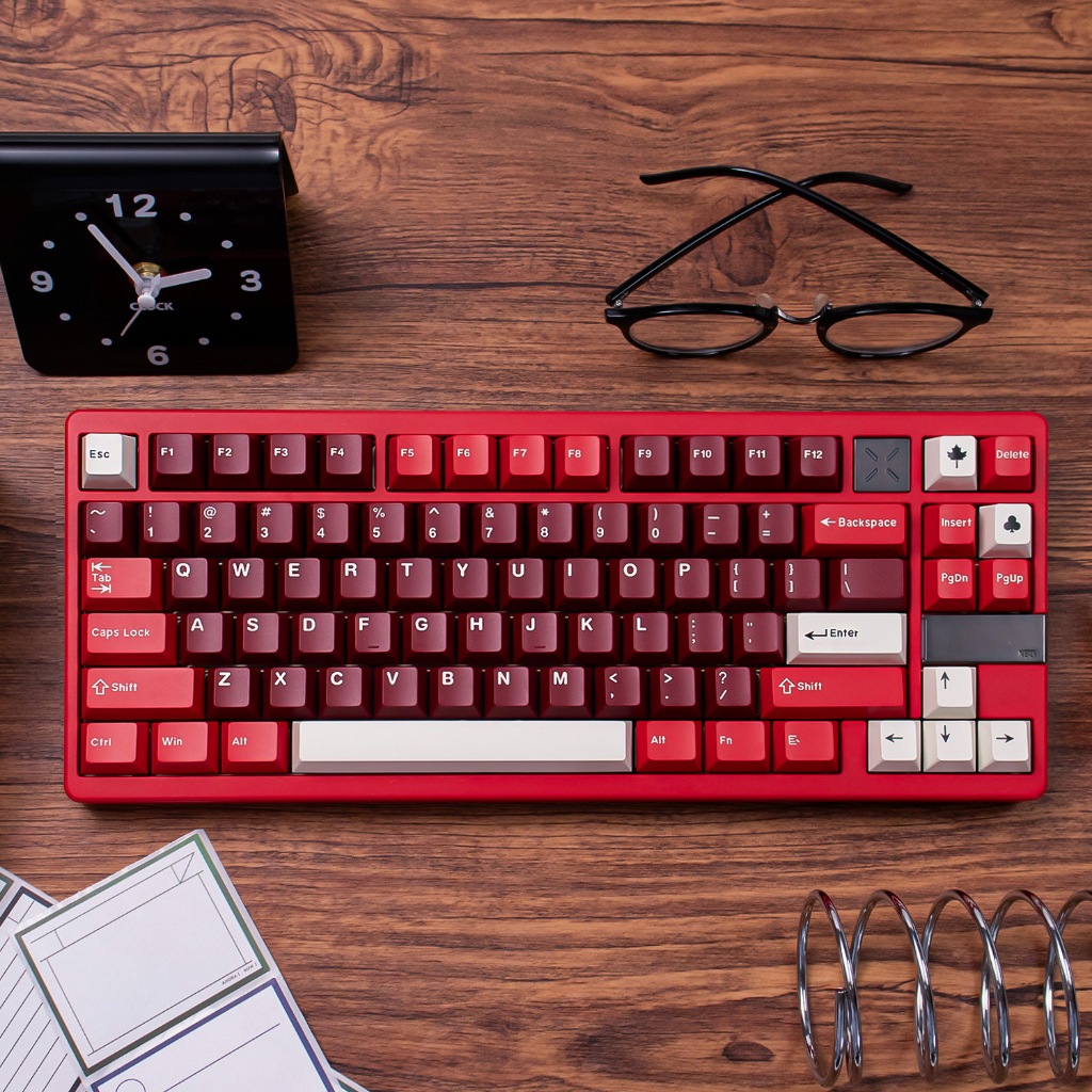 Jamon Keycaps Red ABS Double shot Cherry Profile 164 Keycaps set for ...