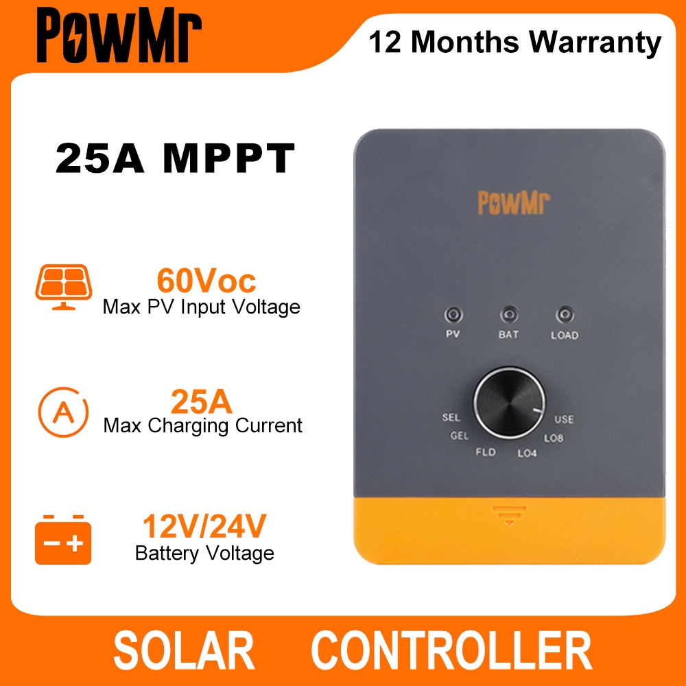 PowMr MPPT 25A Solar Charger Controller 12V 24V Car Solar Controller PV ...
