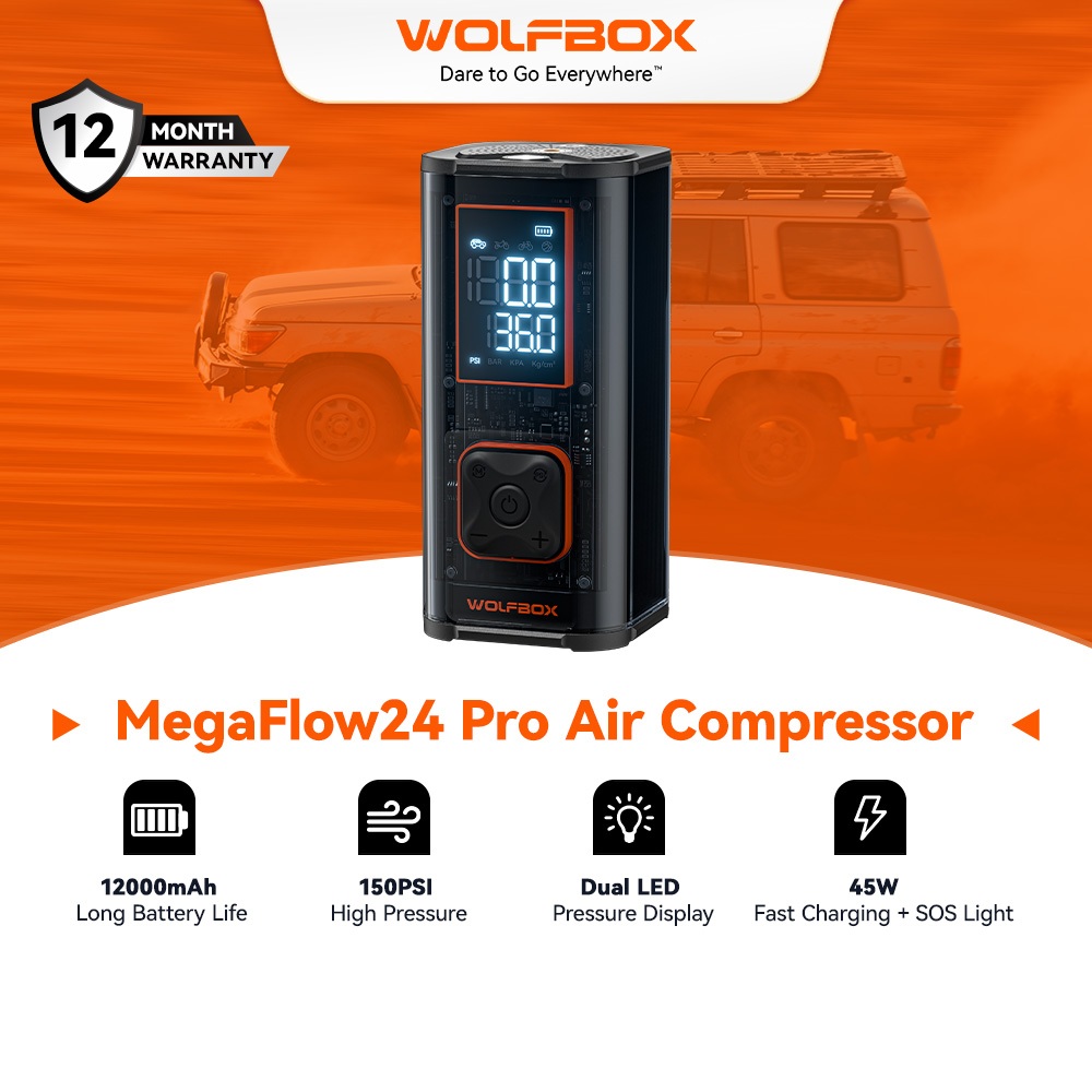 WOLFBOX Tire Inflator Air Compressor 150PSI 12000mAh Cordless Portable ...