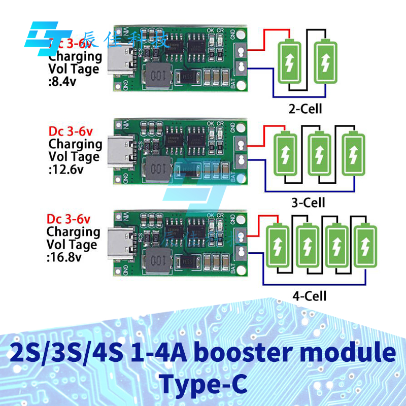 1-5PCS Multi-Cell 2S 3S 4S Type-C To 8.4V 12.6V 16.8V Step-Up Boost ...