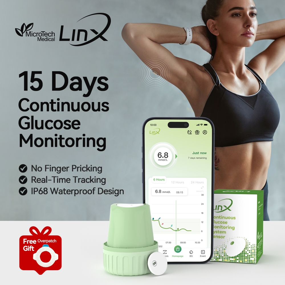 LinX CGM Continuous Glucose Monitoring System 15Days x 24H Real-time ...