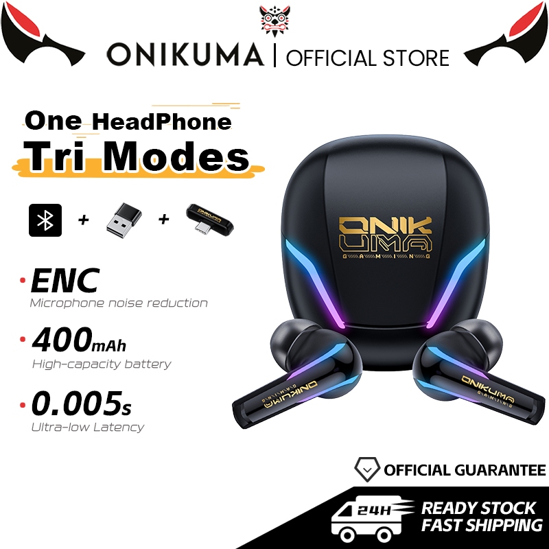 ONIKUMA T27 Gaming Earbuds Wireless Bluetooth Earphones RGB Lights With ...