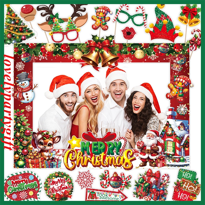 Christmas Photo Booth Props Frame Party Supplies - Xmas/Winter/Holiday ...