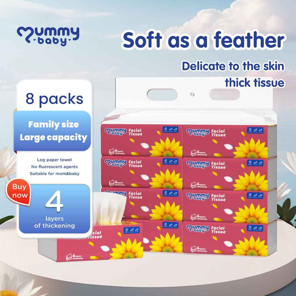 Mummy Baby Facial Tissues, 4-ply high-quality tissues, soft and gentle ...
