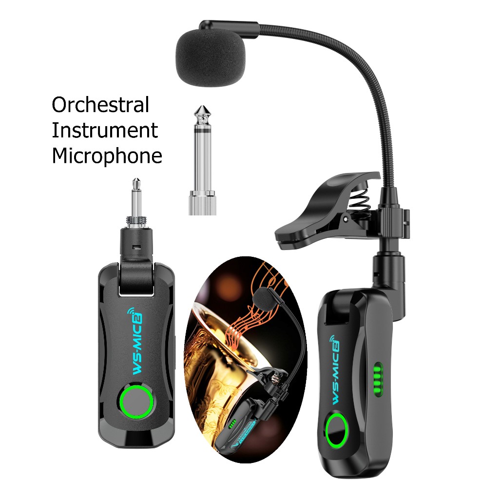NEW WS-MIC2 2.4G Clip-On Instrument Mic Wireless Saxophone Microphone ...