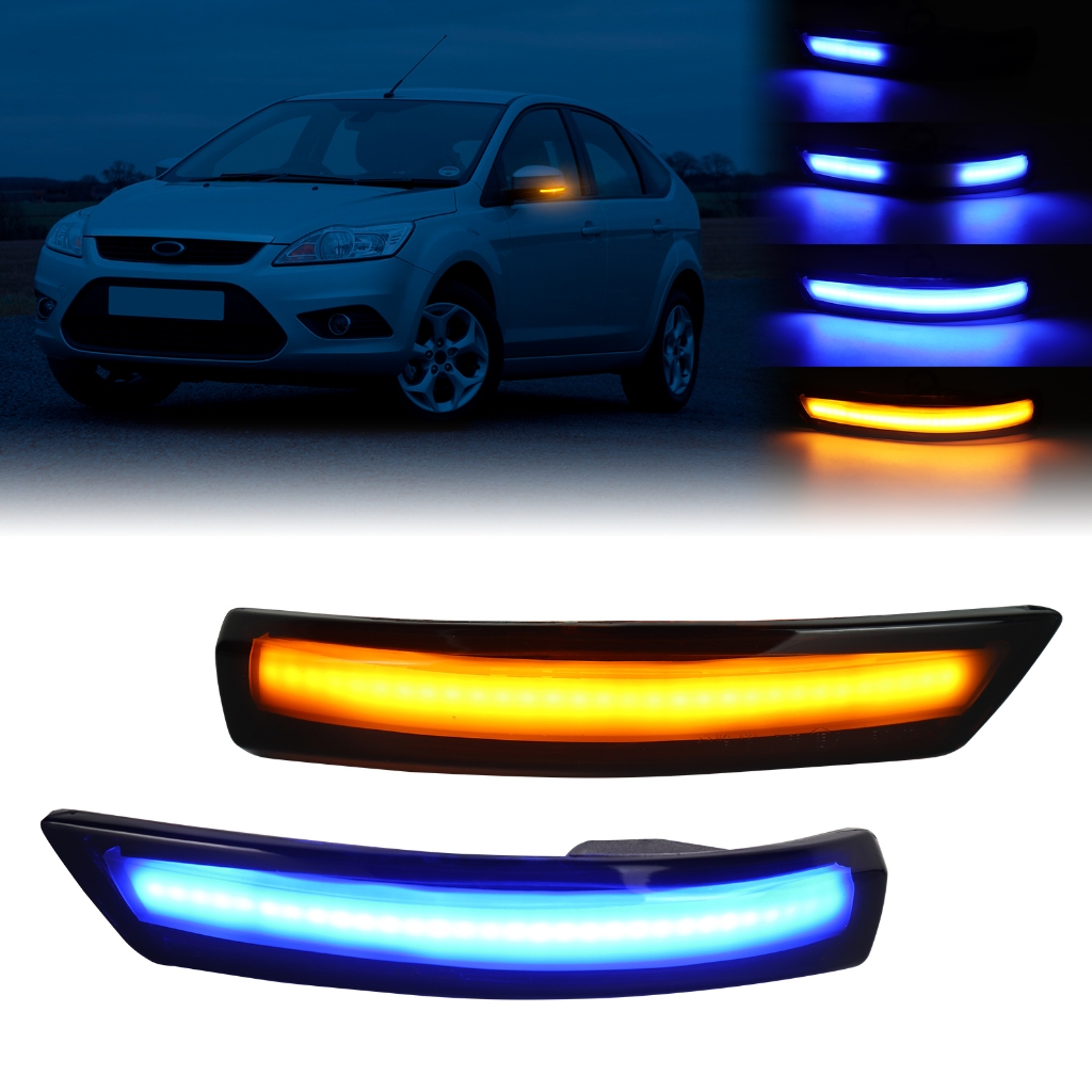 2Pcs Flowing Side Wing For Ford Focus Hatchback2012-2018Dynamic LED ...