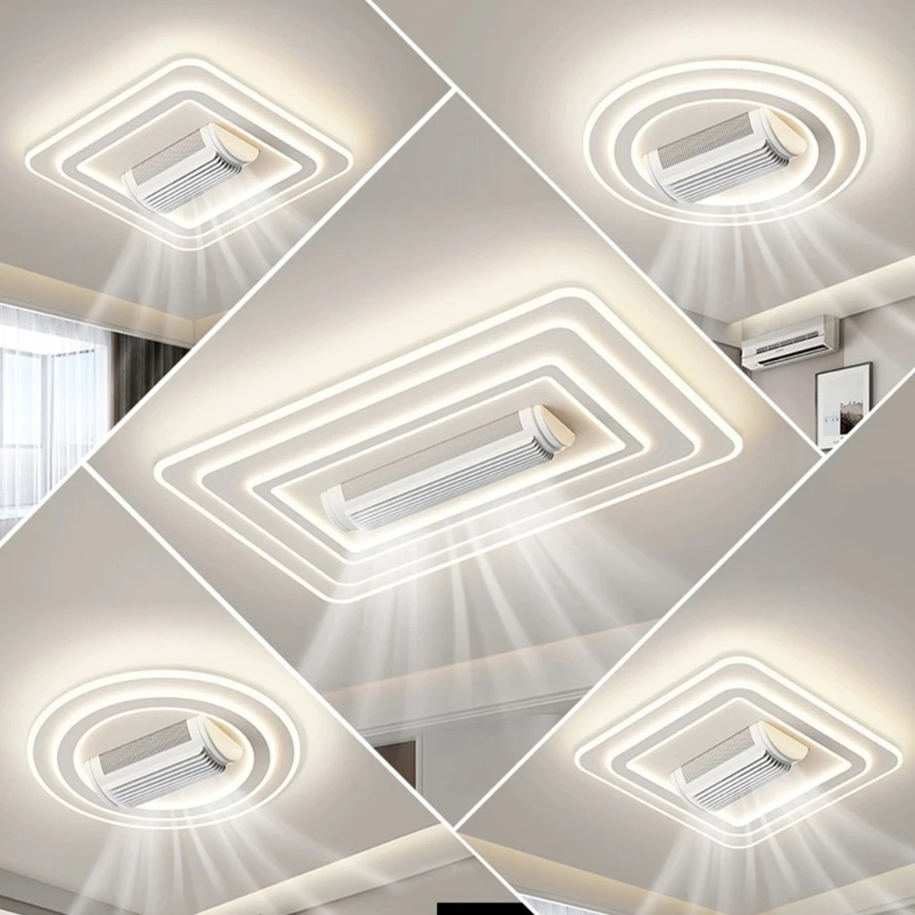 Bladeless Ceiling Fan with Light, Flush Mount Ceiling Fan with 6-Speed ...