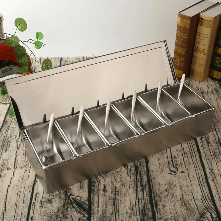 Stainless Steel Spice Box – 3-6 Compartment Trays, Large Capacity ...