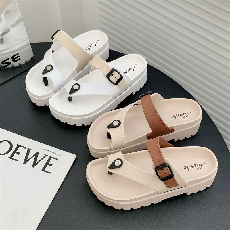 Open Toe Strap Fancy Thick-Sole Trendy Slippers For Women (+1 SIZE ...