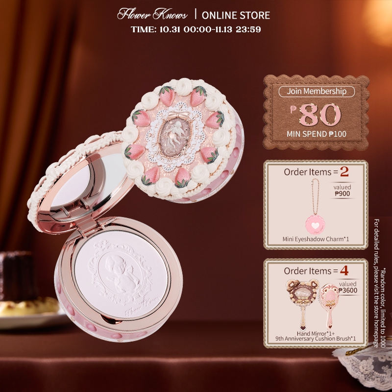 Flower Knows Strawberry Cupid Collection Pressed Powder With Cosmetic ...