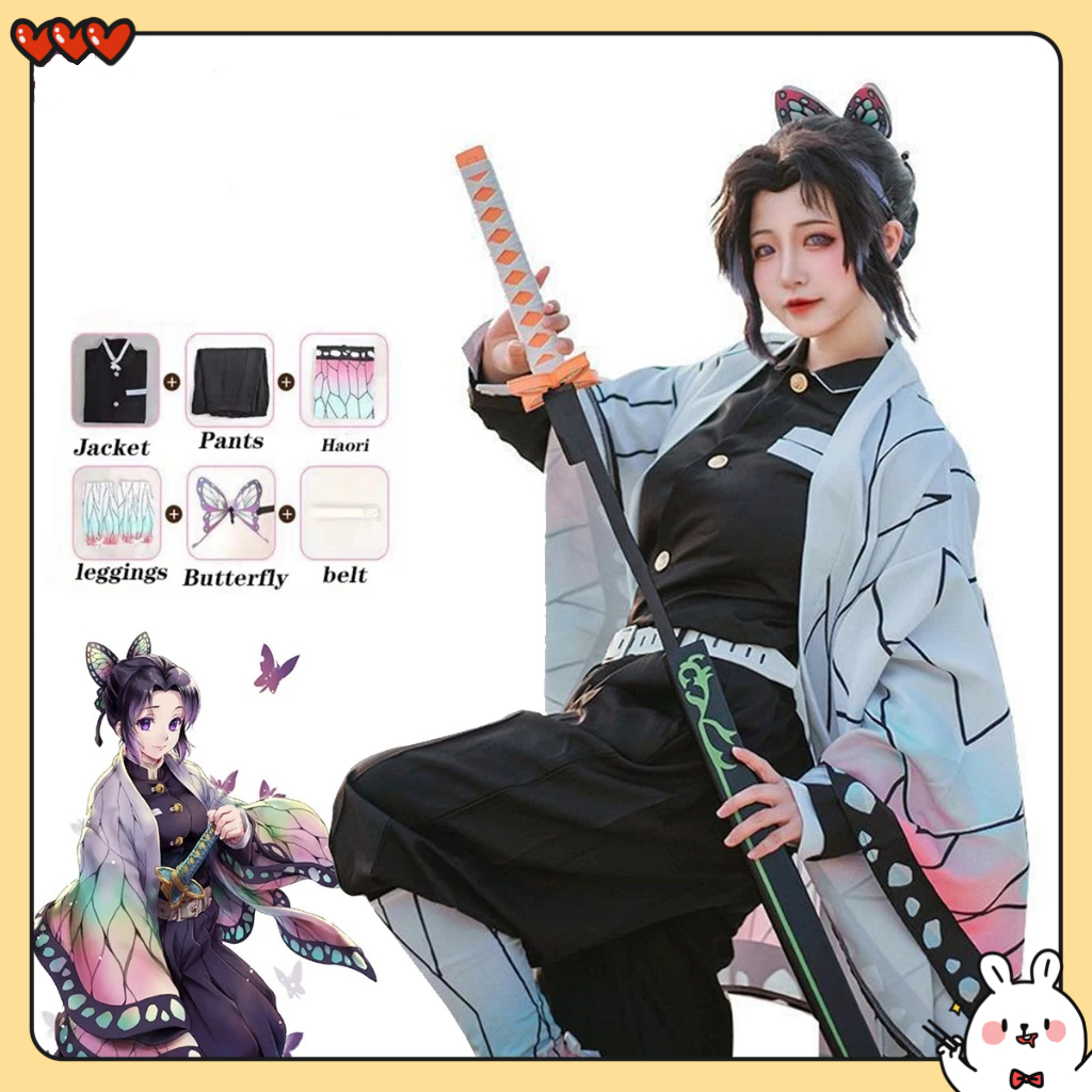Anime Demon Slayer Shinobu Cosplay Costume Set Party Outfit for ...