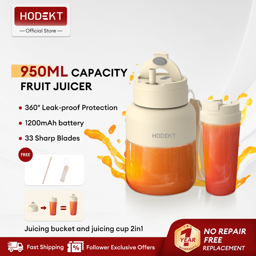 HODEKT Juicer Blender 950ml Portable Outdoor Wireless 33 Stainless ...