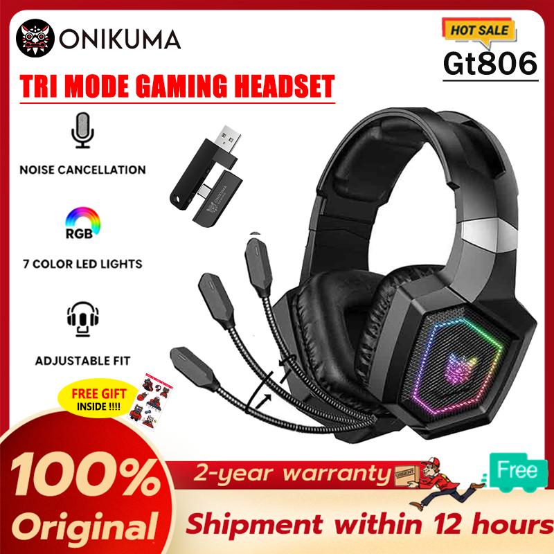 ONIKUMA GT806 Three Mode 2.4G Gaming Headset Wireless Gaming Headphones ...