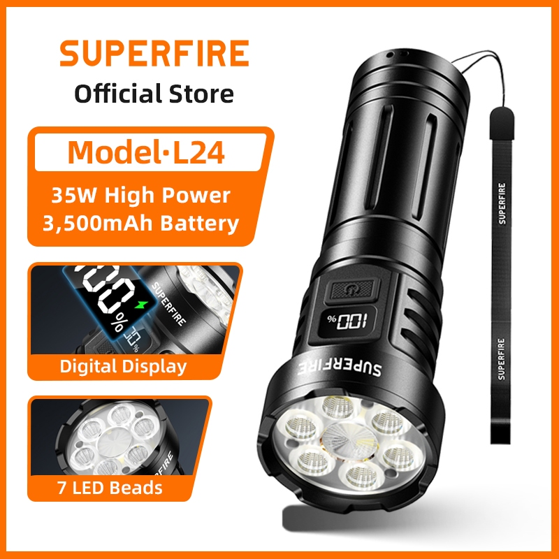 SUPERFRIE L24 35W Multi-gear Seven LED Beads Flashlight Rechargeable ...