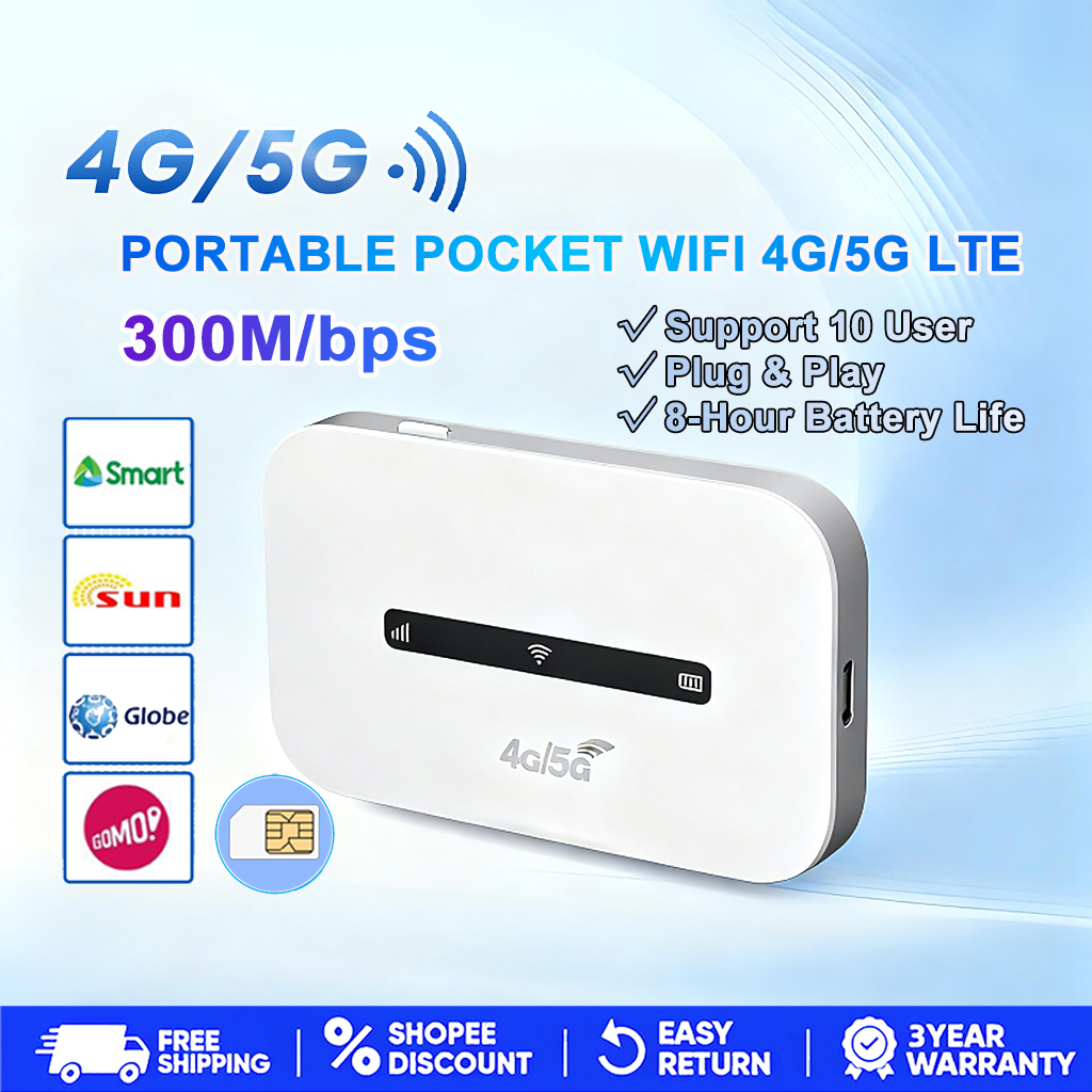 Pocket WiFi Portable Wireless Router 5G 4G 300Mbps Mobile Modem Hotspot ...