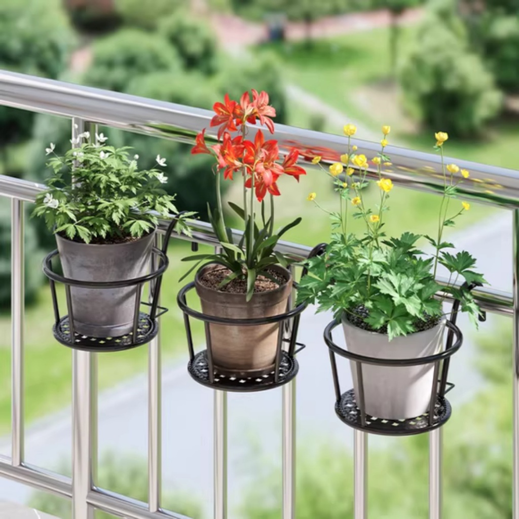 Wall Mounted Flower Rack Metal Flower Pot Storage RackNo Installation ...