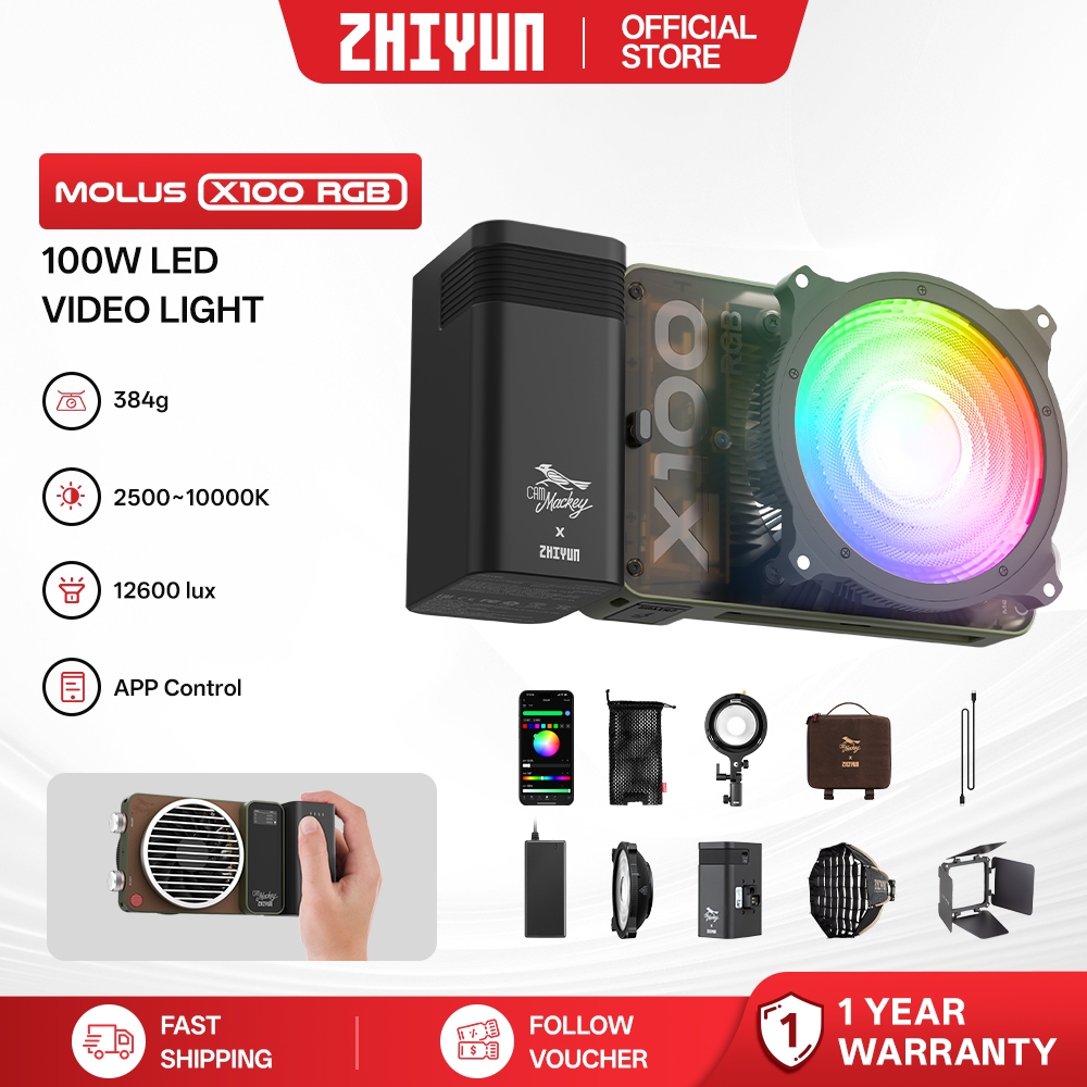 ZHIYUN Molus X100 RGB - 100W LED Video Light | COB Studio Light ...