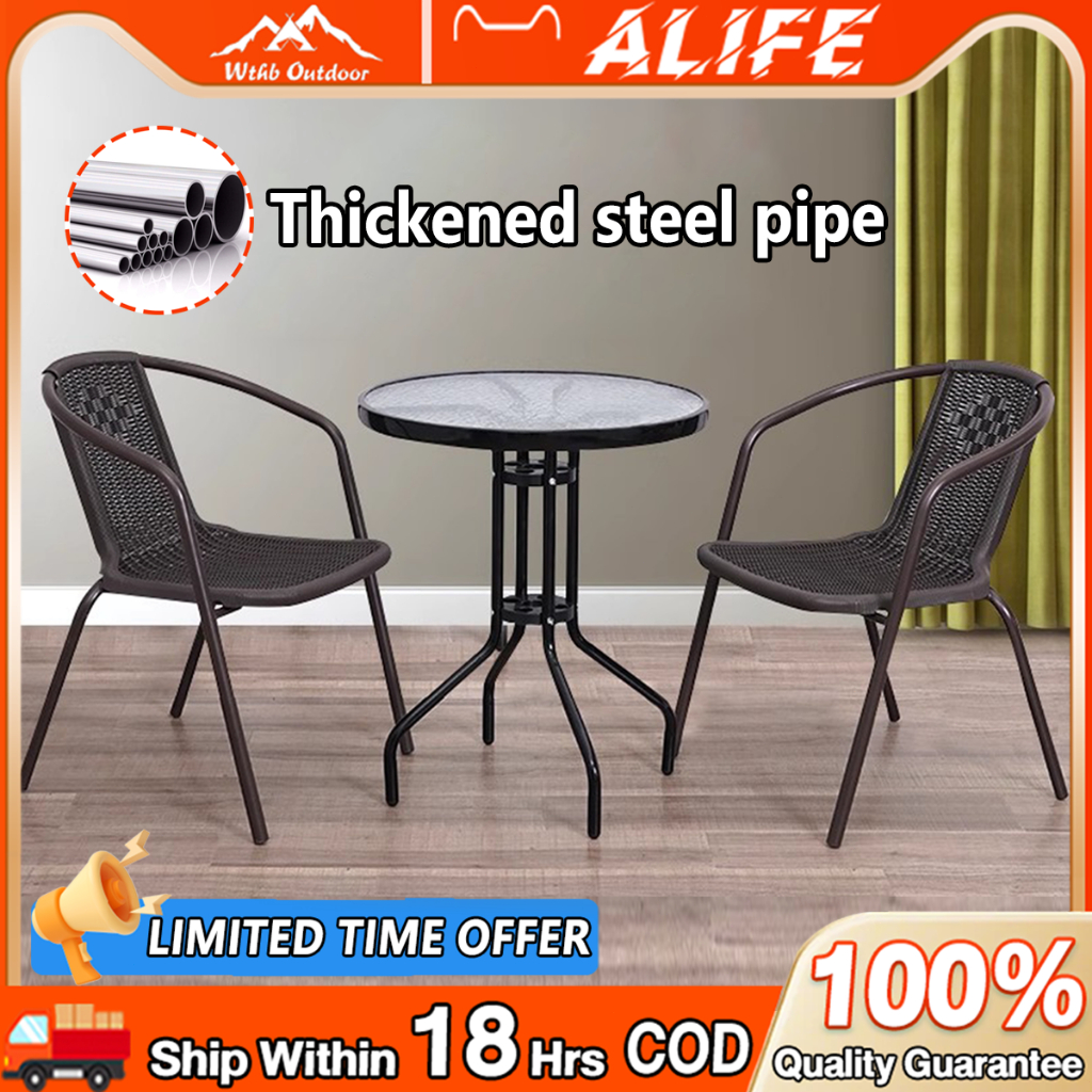WTHB Outdoor rattan table and chair set 2-4 seaters plastic rattan ...