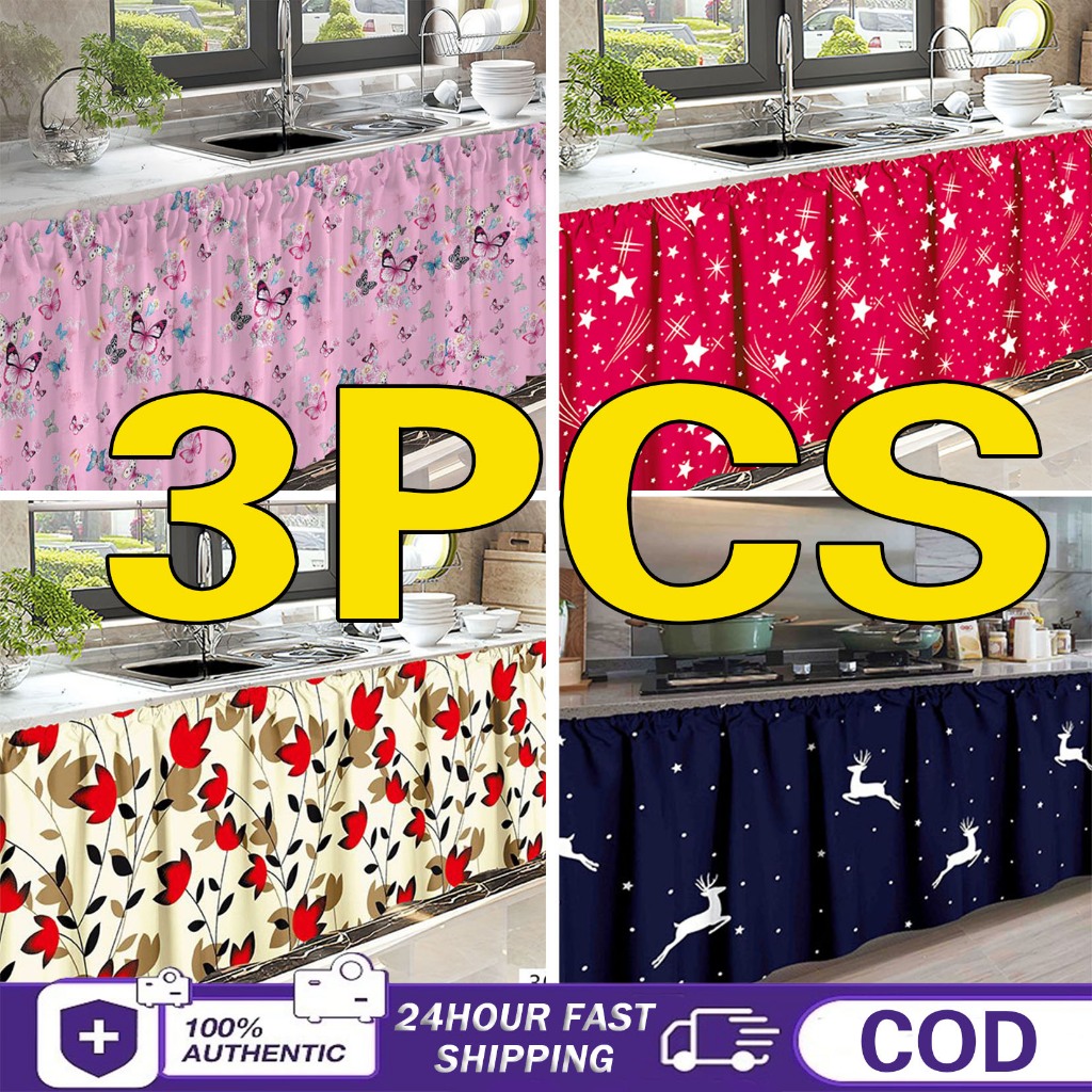 3pcs Kitchen Curtains Lababo Kurtina Pang Lababo Curtain for Kitchen 3 ...