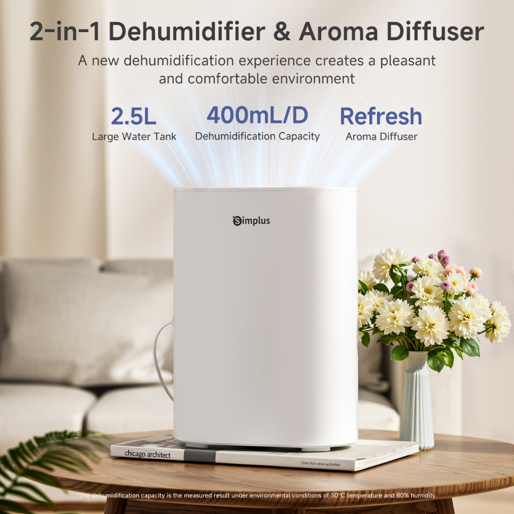 Simplus Air Dehumidifier Auto-Shutoff Low Noise Home Bedroom Moisture Absorber Dehumidification ...