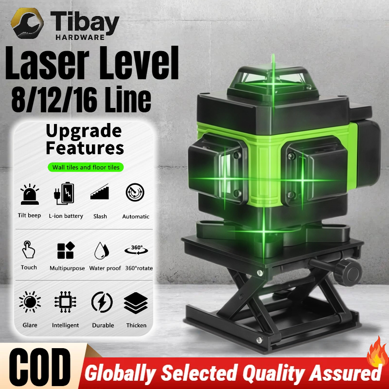 Laser Level 8/12/16Lines Green Light Laser Level Digital Level Auto ...