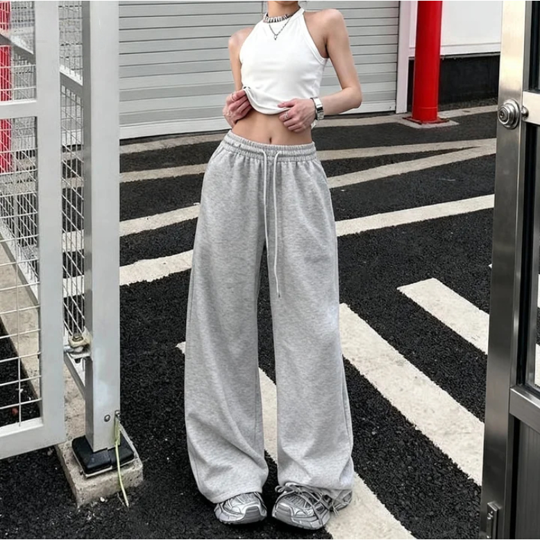 GDTIMA Baggy Gray Jogging Sweatpants High Waist Pants For Women Kpop ...