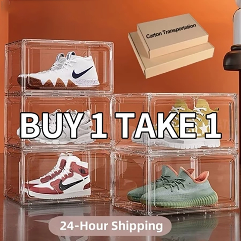 Buy 1Take 1 Acrylic shoe box Magnetic side drop shoe box Stackable ...
