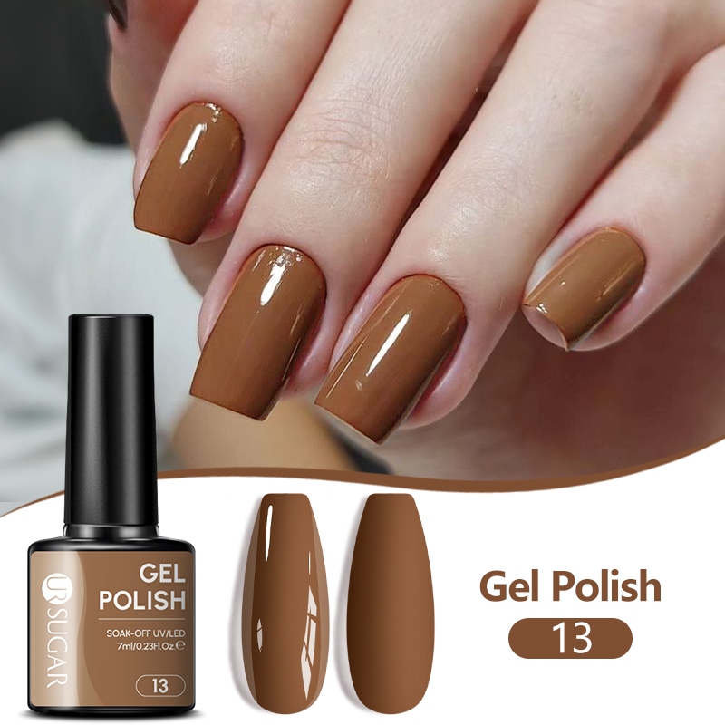 UR SUGAR Brown Coffee Color Gel Polish Sparkly Sequins UV LED Soak Off ...