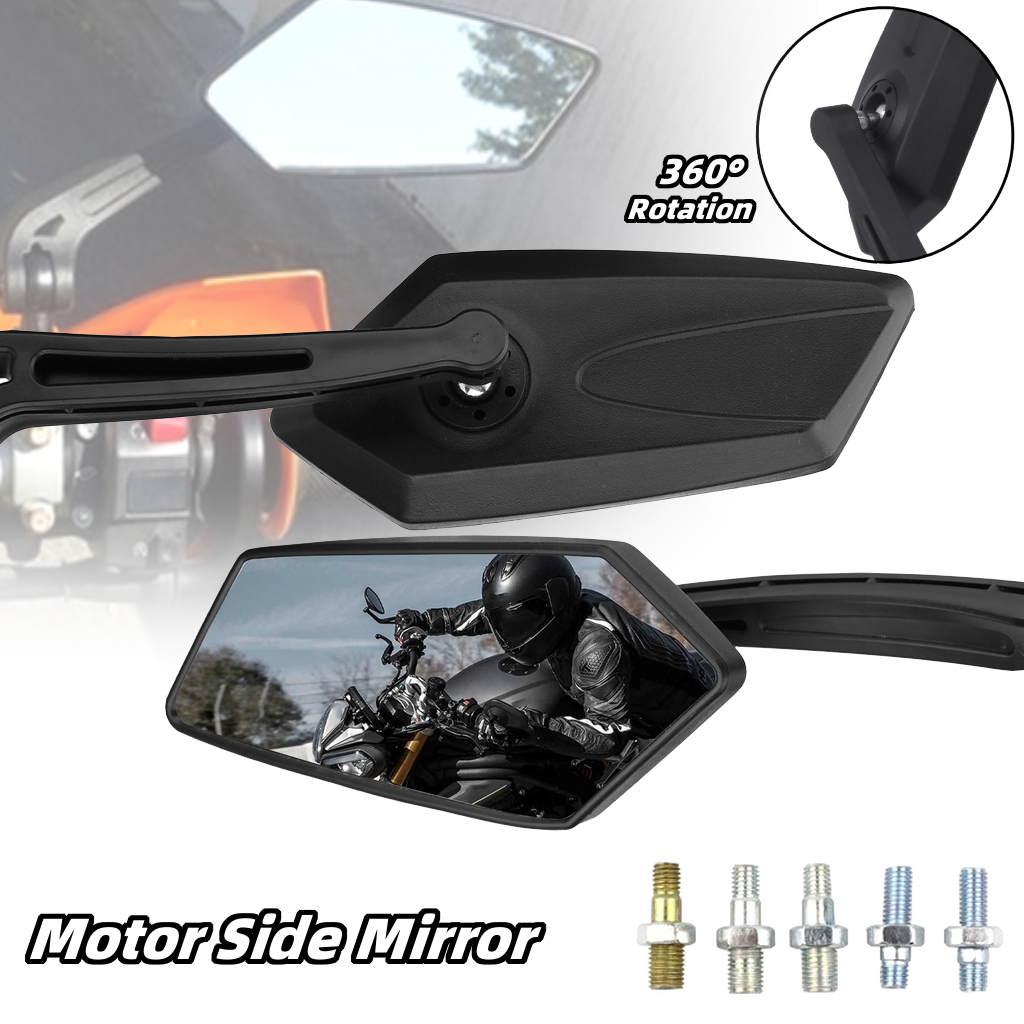 Universal Motorcycle Side Mirrors - Anti-Glare HD Glass with 360 ...