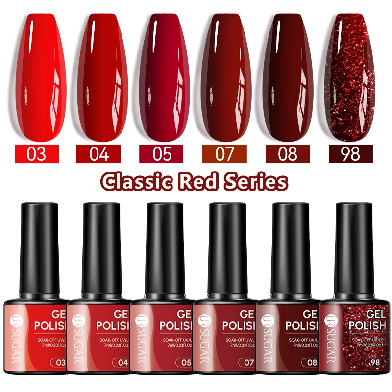 UR Sugar Red Gel Polish Manicure For Nails Christmas Semi Permanent ...