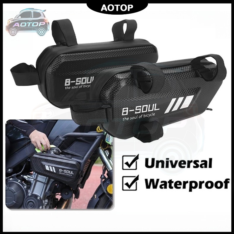 AOTOP 2PCS Motorcycle Saddle Bag Waterproof Universal EVA Hard Shell ...
