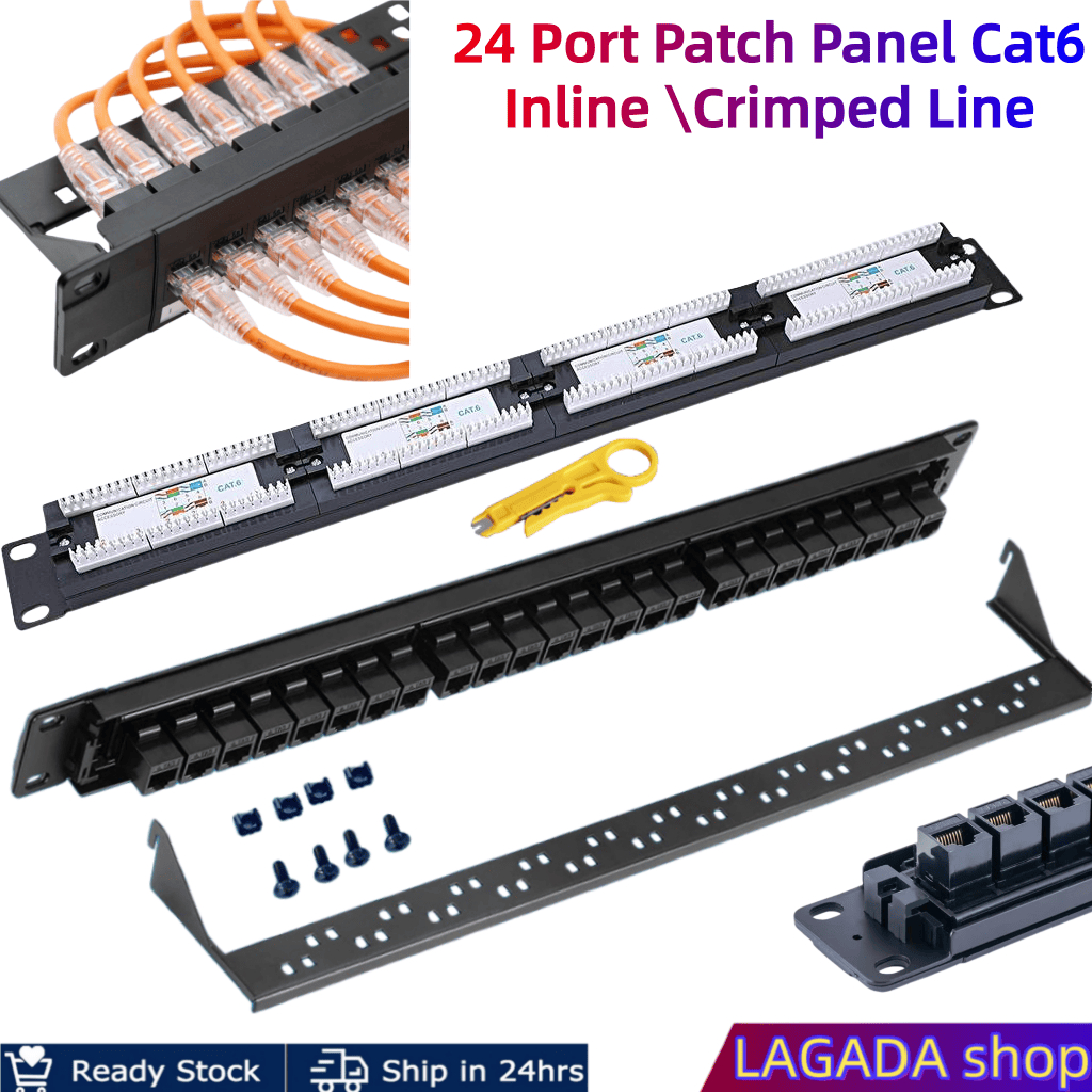 24 Ports Patch Panel CAT6 UTP All-metal Rack Mount Suitable Inline ...