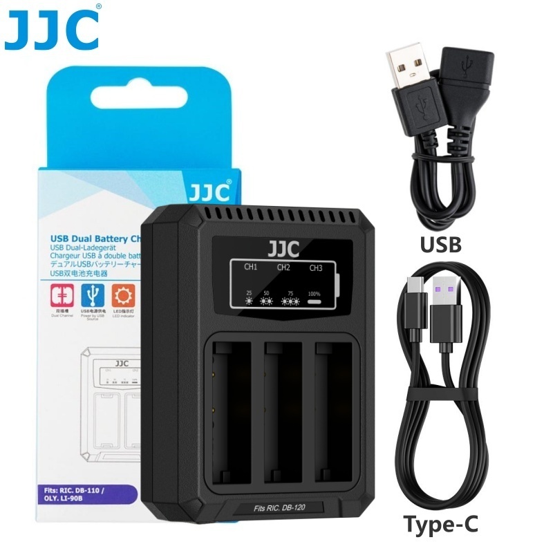 JJC DB-120 Battery Charger for DB120 Ricoh GR4 GR IV Camera USB Type-C ...