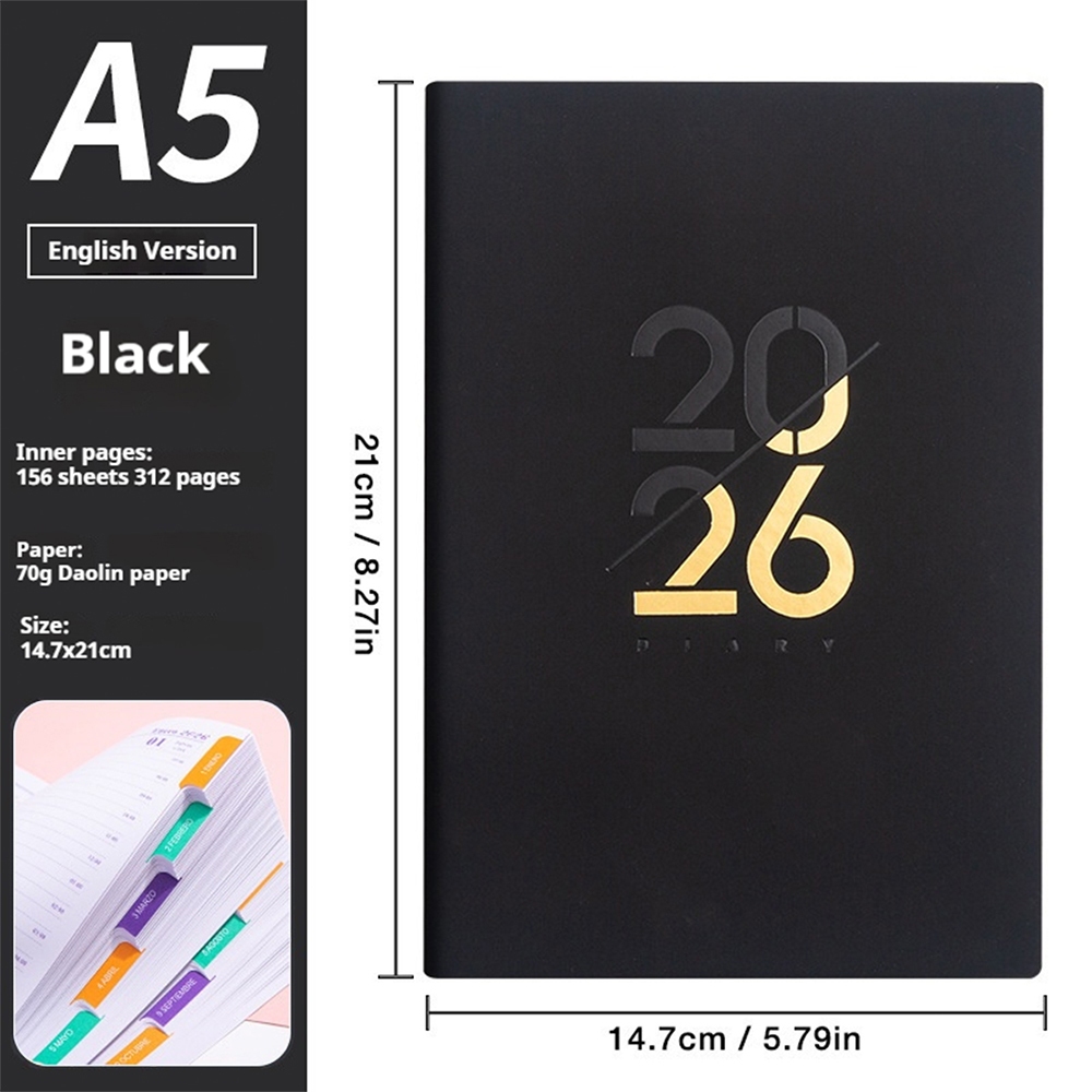 2026 Planner A5 English Yearly Plan 312pages Daily Plan Notebook 70GSM ...