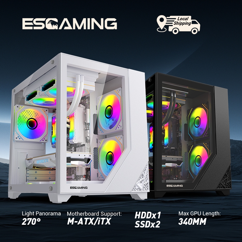 Esgaming Villa White Tempered Glass Gaming Pc Case M-atx Seaview ...