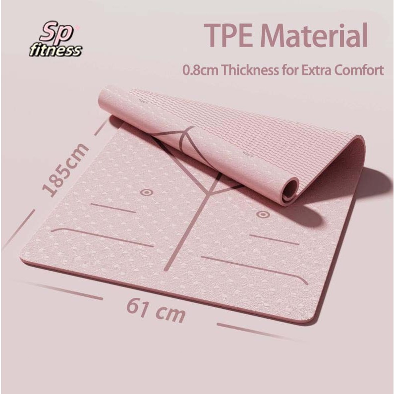 SpFitness Durable Yoga Matt For Workout Thickened 8MM TPE Yoga Mat ...