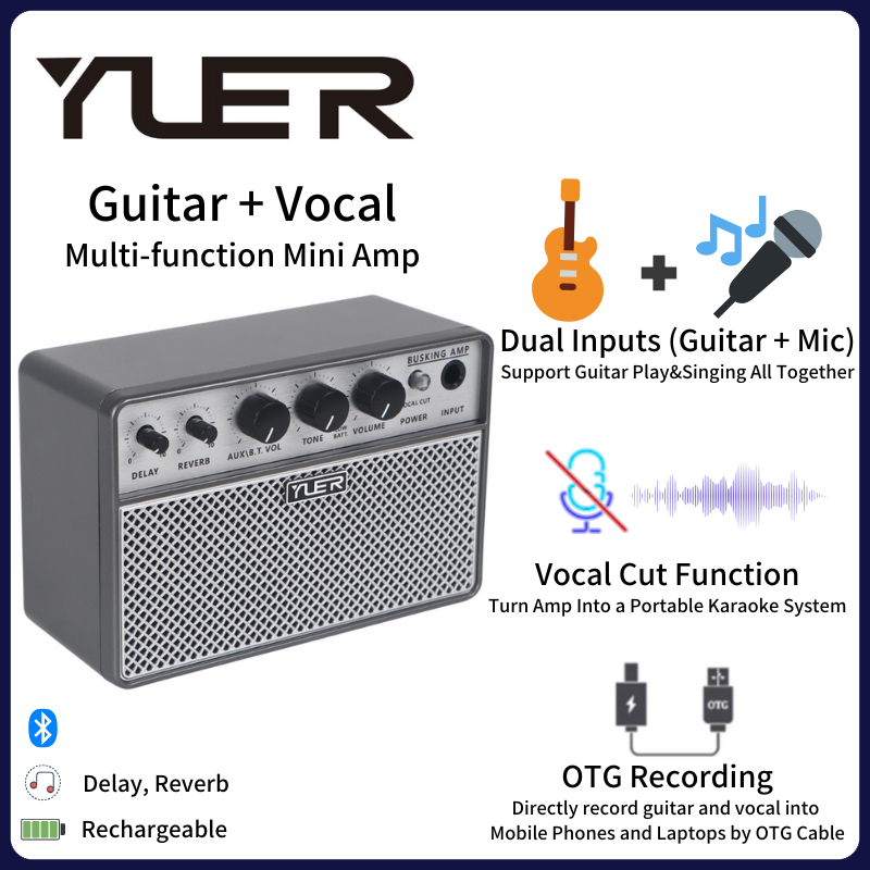 [OFFICIAL ] YUER Mini Amp For Guitar & Singing Rechargeable 10W Desk ...