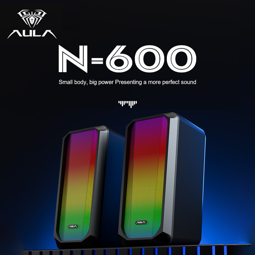 AULA N-600 Multimedia Speaker RGB Lights Stereo Surround Sound USB Plug ...
