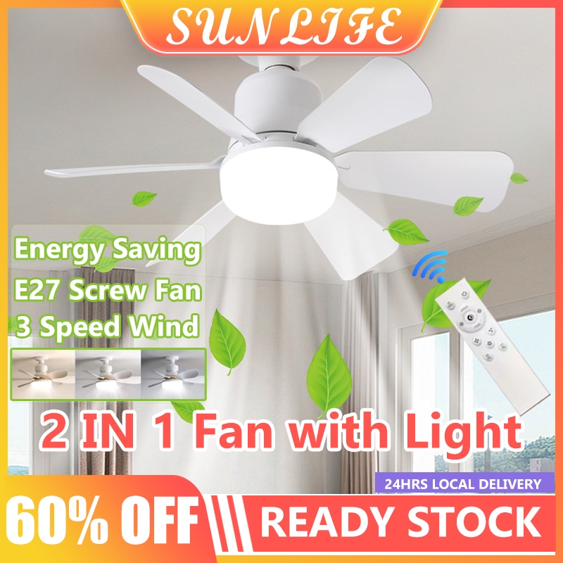 SUNLIFE Energy Saving Fan 2 IN 1 Fan with Light Ceiling 3 Colors LED ...