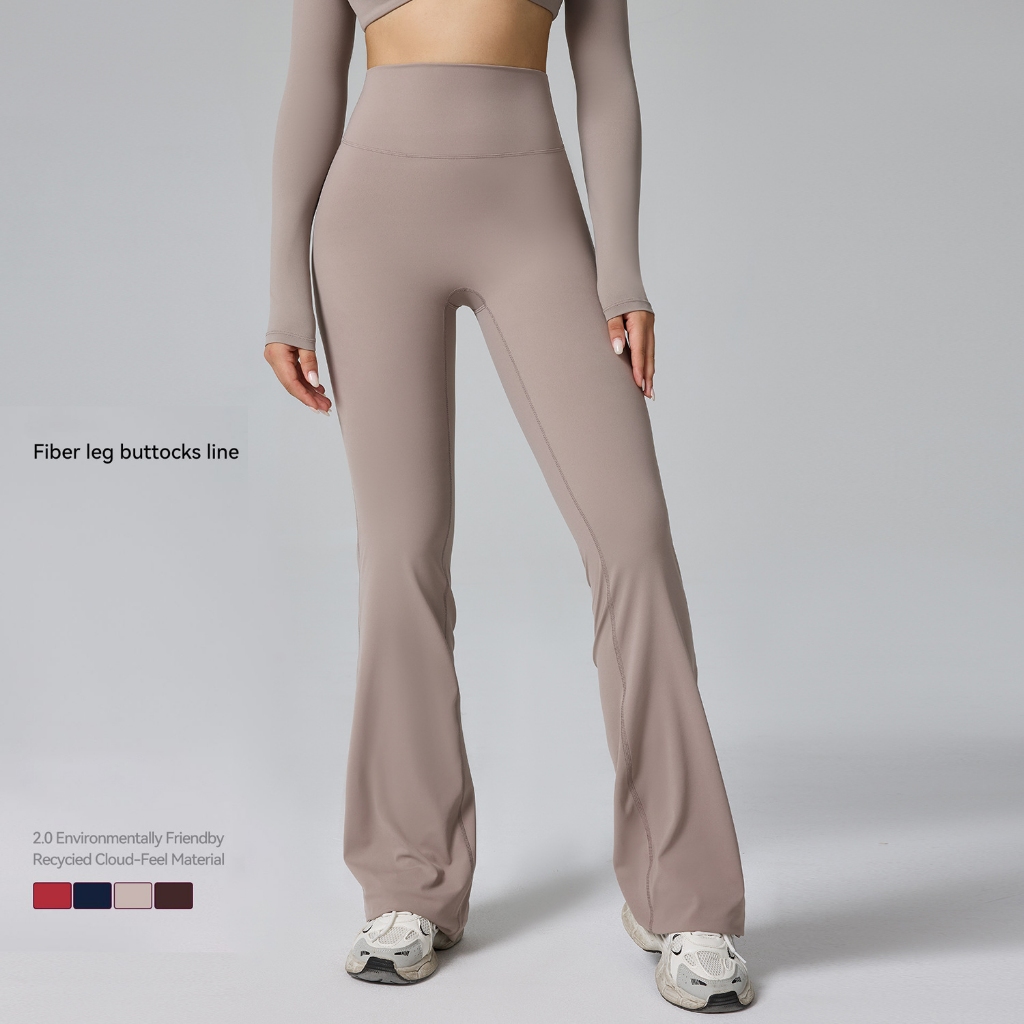 Women's new tight fitting slim fit hip pleat slightly flared yoga ...