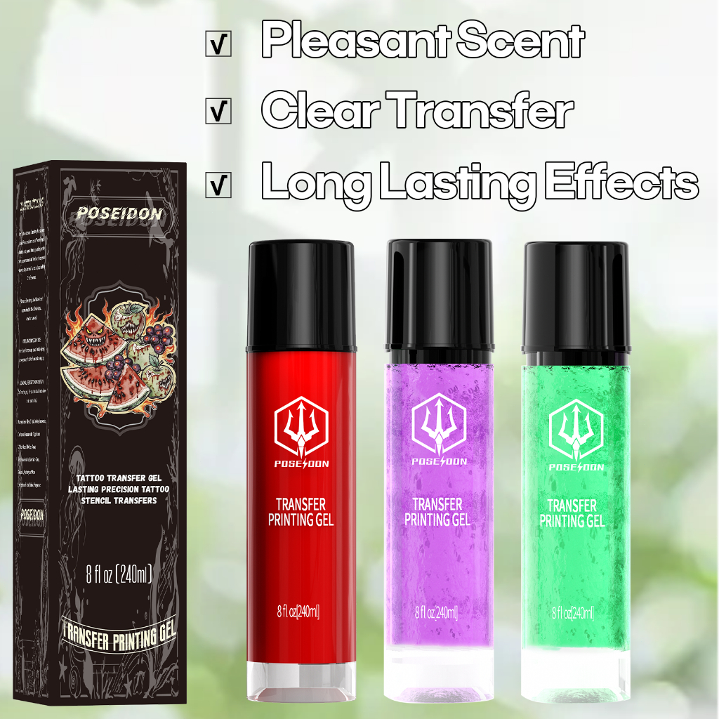 POSEIDON Professional Tattoo Transfer Gel - 240ml Fruit Scented Tattoo ...