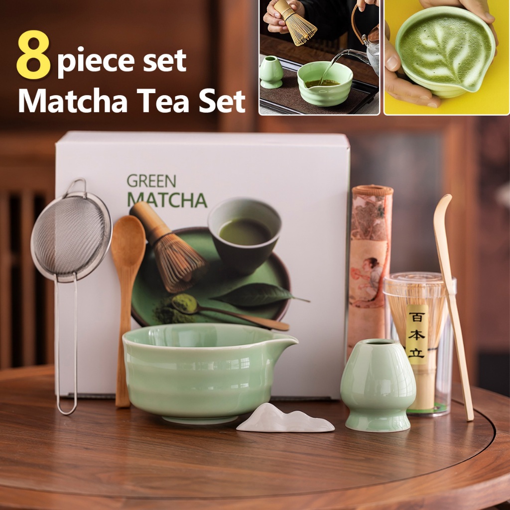 8PCS Japanese Chasen Matcha Whisk Set Matcha Set Kit Matcha Tool Set ...