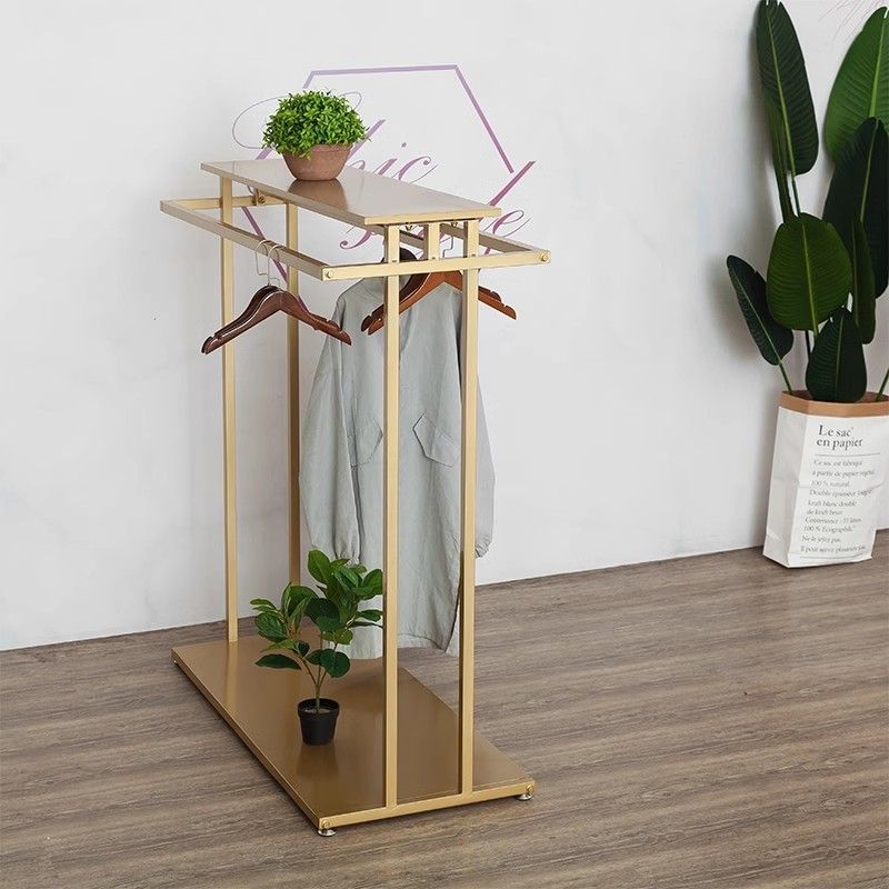 Iron hanger display rack simple double pole clothes hanging rack with ...
