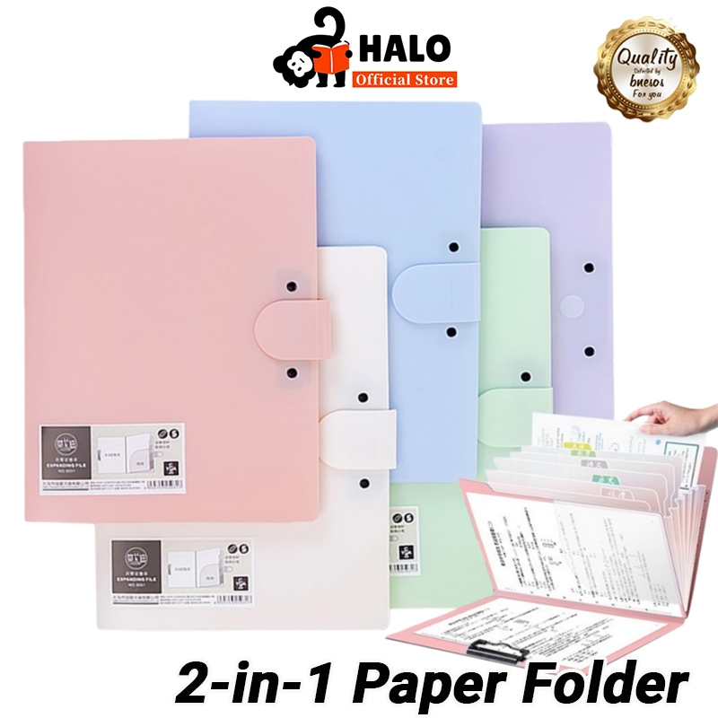 2-in-1 A4/Long Size Expanding File Folder With Clipboard Folder ...