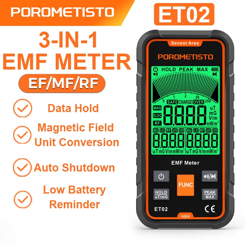 POROMETISTO ET02 3 in 1 Electromagnetic Radiation Detector Tester ET02 ...