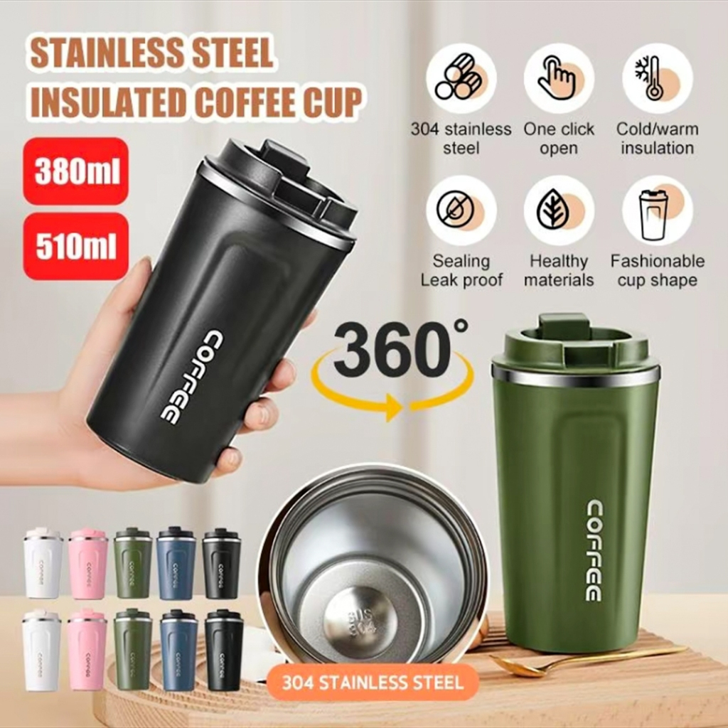 【Buy 1 get 1 free】380/510ML stainless steel cup Coffee cup thickened ...