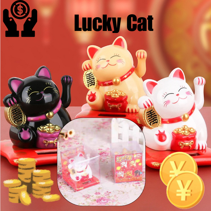 Waving Lucky Cat Solar Powered Cute Cat Good Luck Wealth Welcoming Cat ...